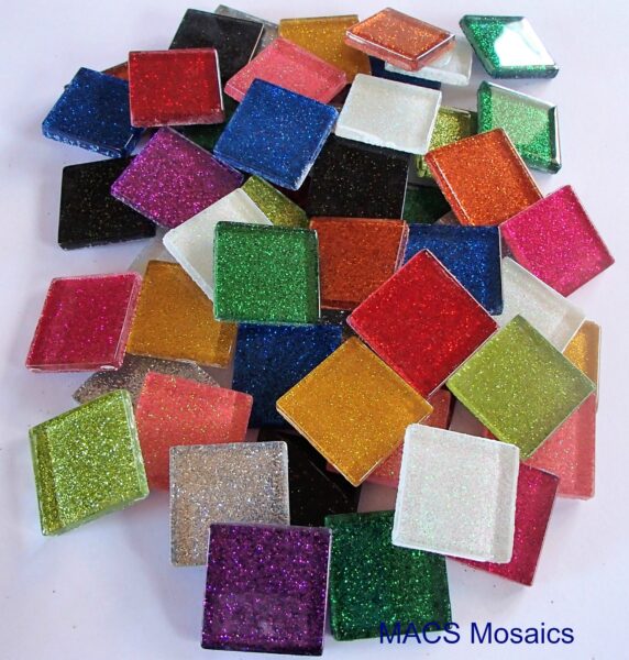 Glitter Mosaic Tiles 23mm Mixed - MACS Mosaics