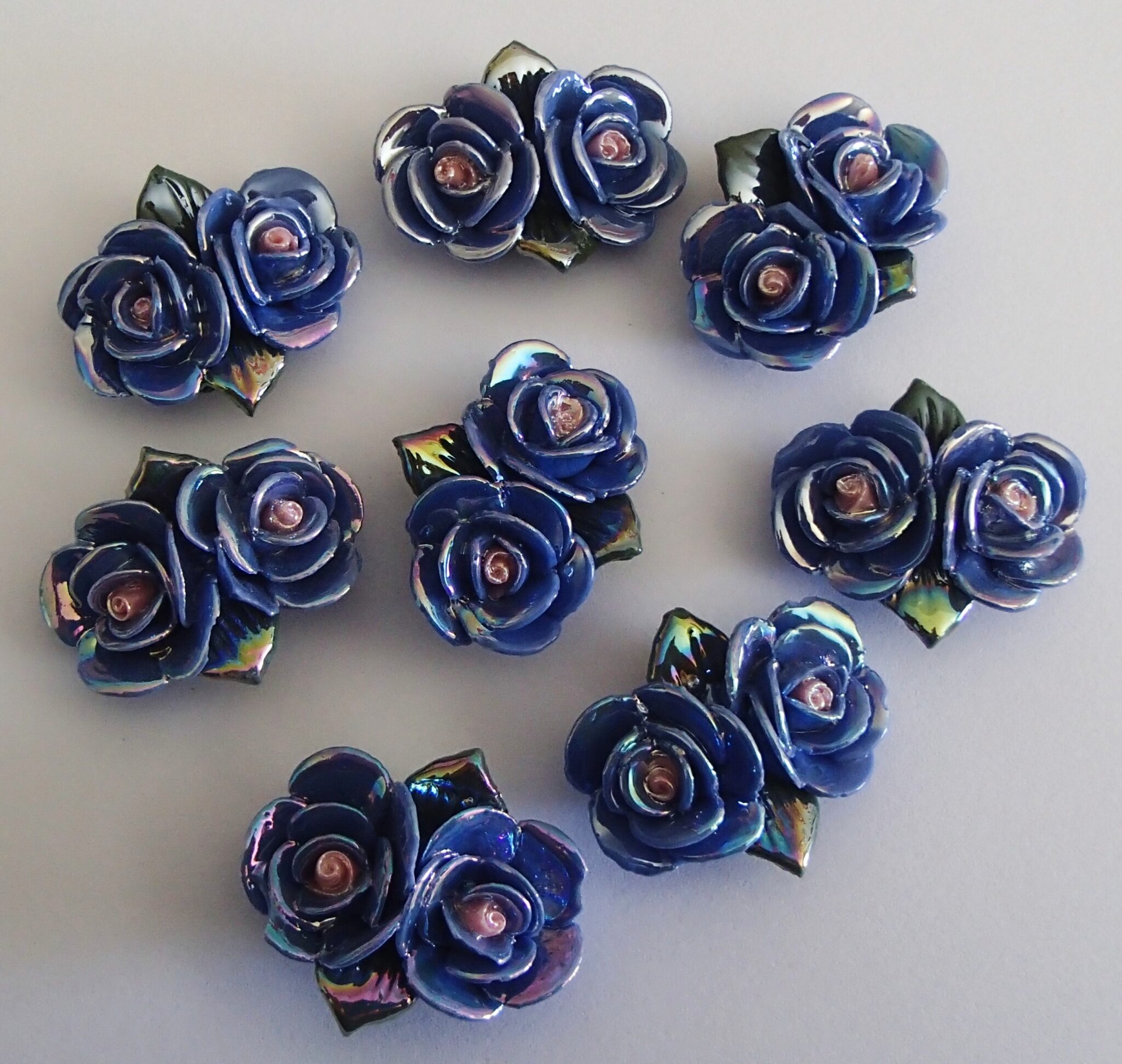 Porcelain Flowers Blue Roses - MACS Mosaics