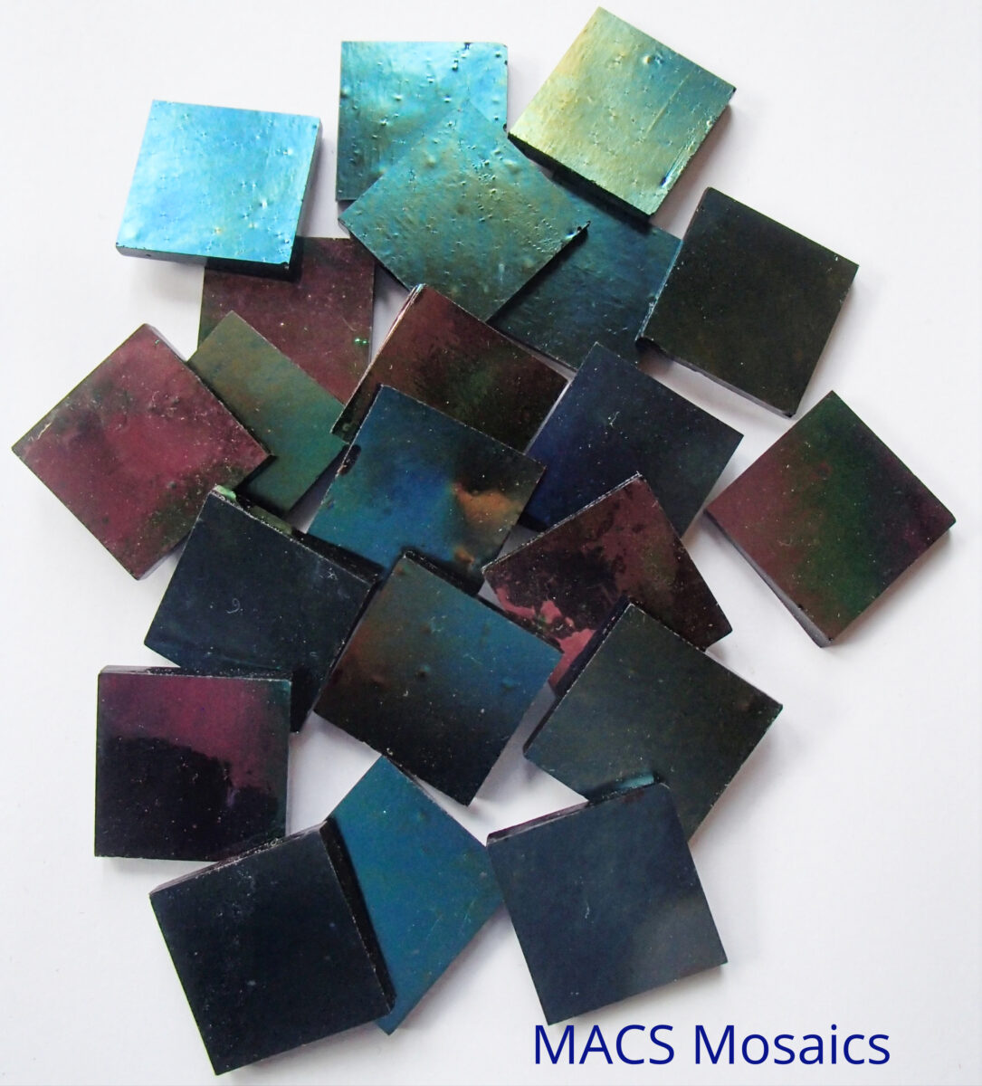 Stained Glass Mosaic Squares Iridescent Black - MACS Mosaics